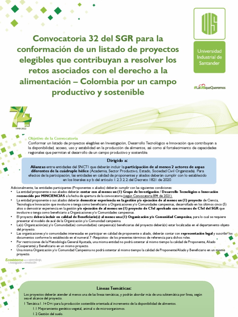Convocatoria 32 SGR | PDF | Innovación | Sustentabilidad