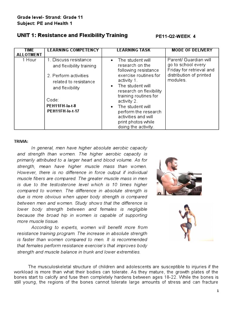 Pe1 Q2 Week 4 | PDF | Strength Training | Flexibility (Anatomy)