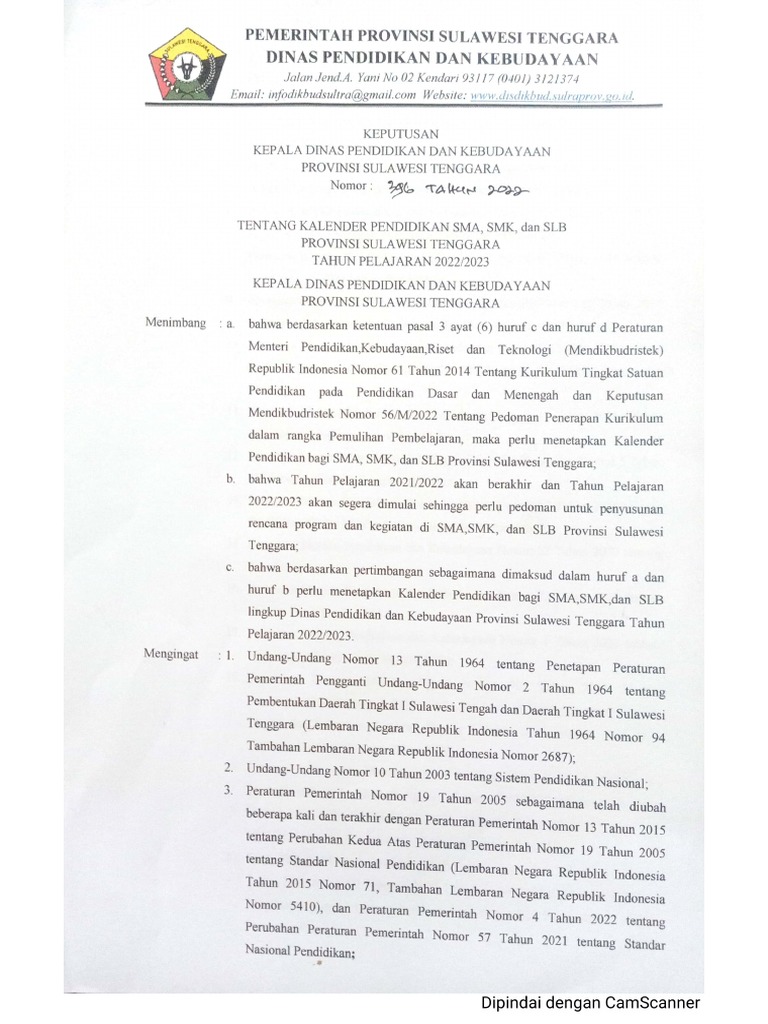 Kalender Pendidikan 2022 - 2023 | PDF