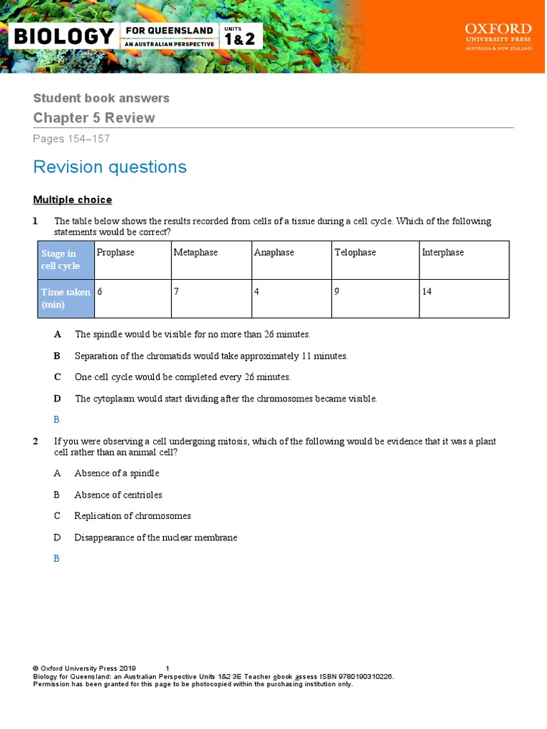 QCE Bio Chapter 5 - Review - Student - Book - Answers | PDF | Stem Cell ...