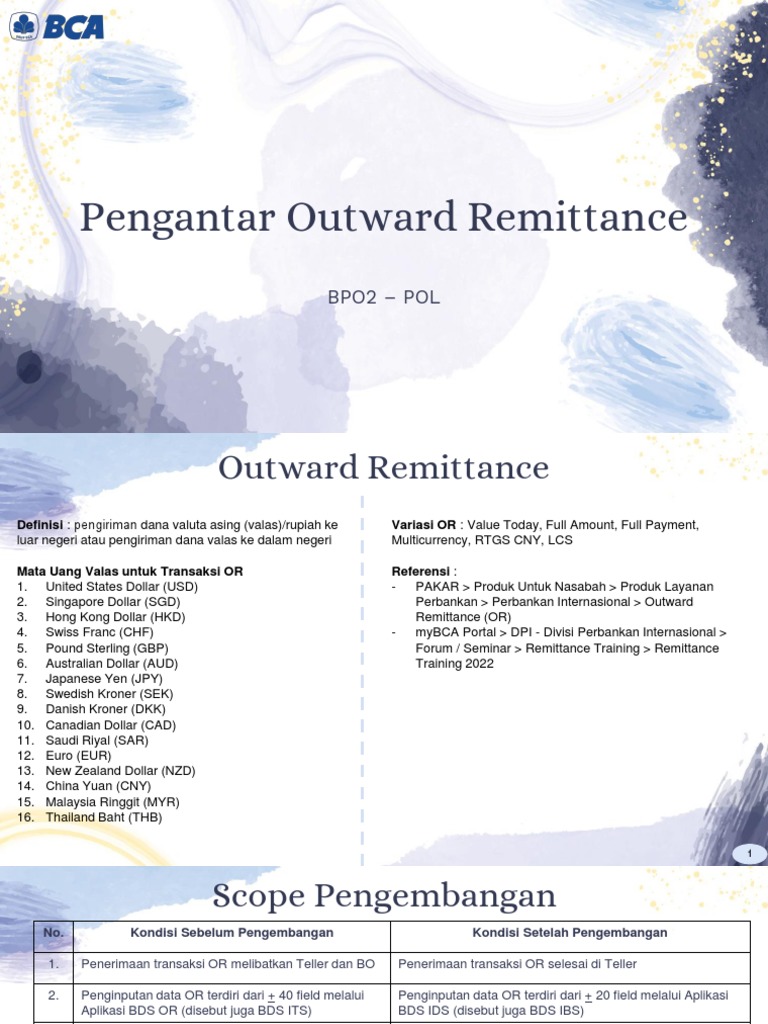 BGAA - 1. Pengantar Outward Remittance | PDF