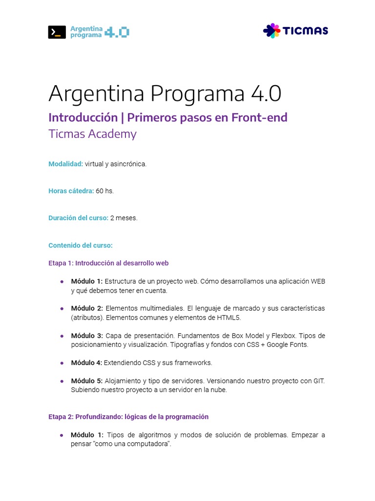 Introduccion Primeros Pasos en Front-End - Ticmas Academy | PDF | Lenguaje de programación | Red ...