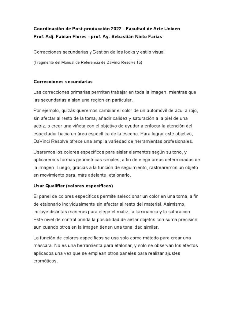 CLASE 6 - Correcciones Secundarias y Gestión de Los Looks y Estilo Visual | PDF | Color ...