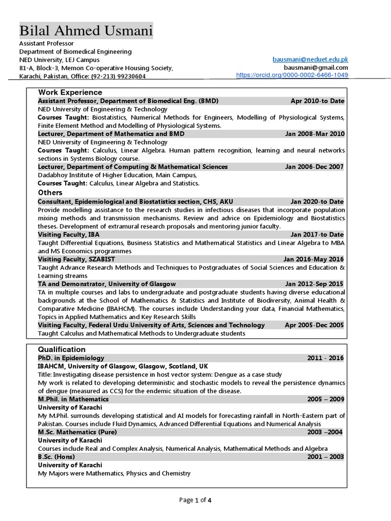 DR Bilal Ahmed Usmani | PDF | Mathematics | Biostatistics DR Bilal Ahmed Usmani | PDF | Mathematics | Biostatistics