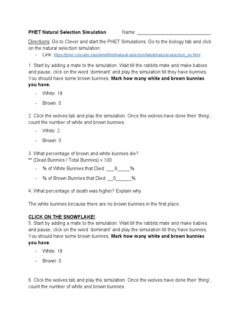 Natural Selection Simulation | PDF | Science | Evolution