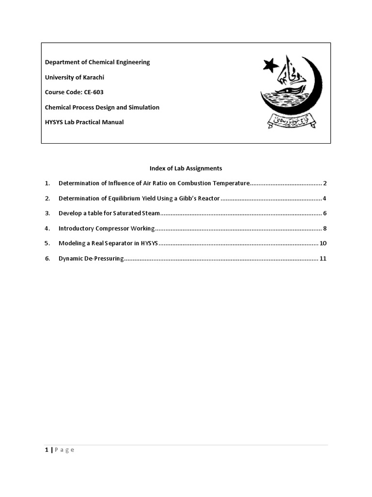Module-2-Hysys Simulation Manual CE-603 | PDF | Combustion | Gases