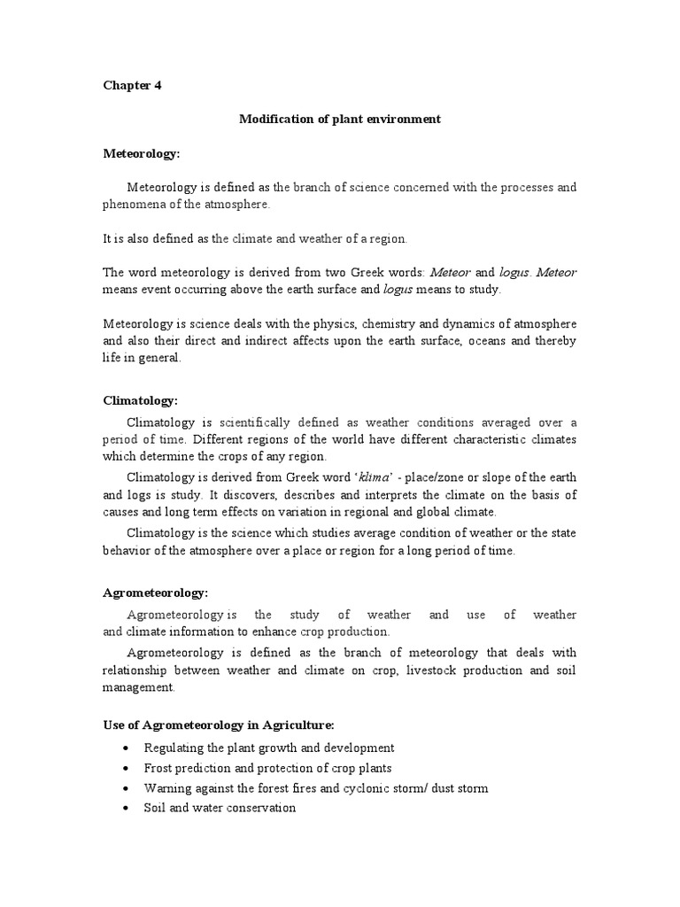 Chapter 4 Modification of Plant Environment | PDF | Ice | Meteorology