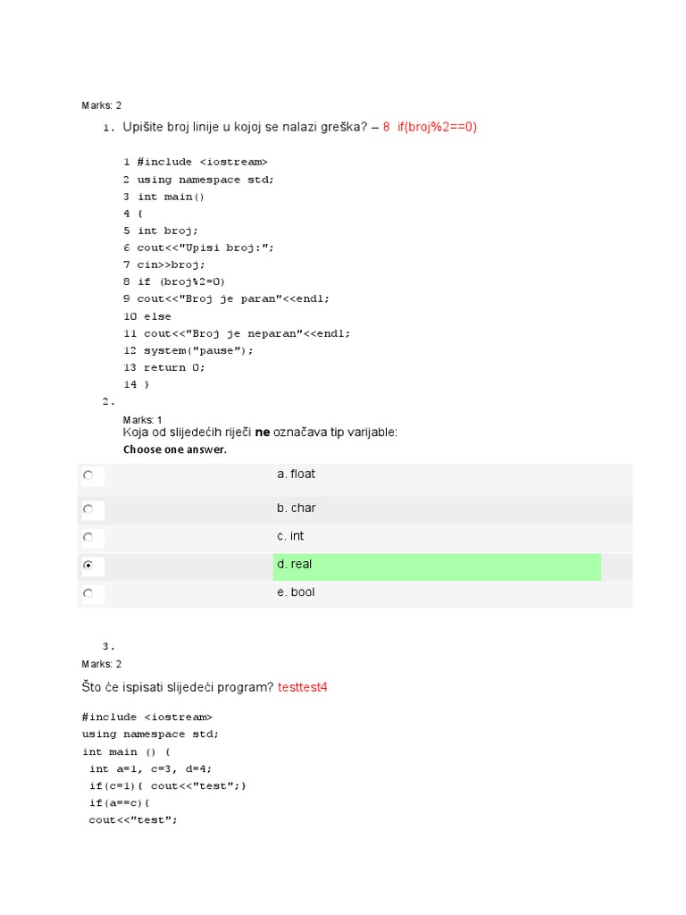 Primjer Kolokvija | PDF