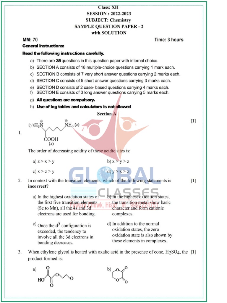 Global Classes SP2 Chem 12th | PDF