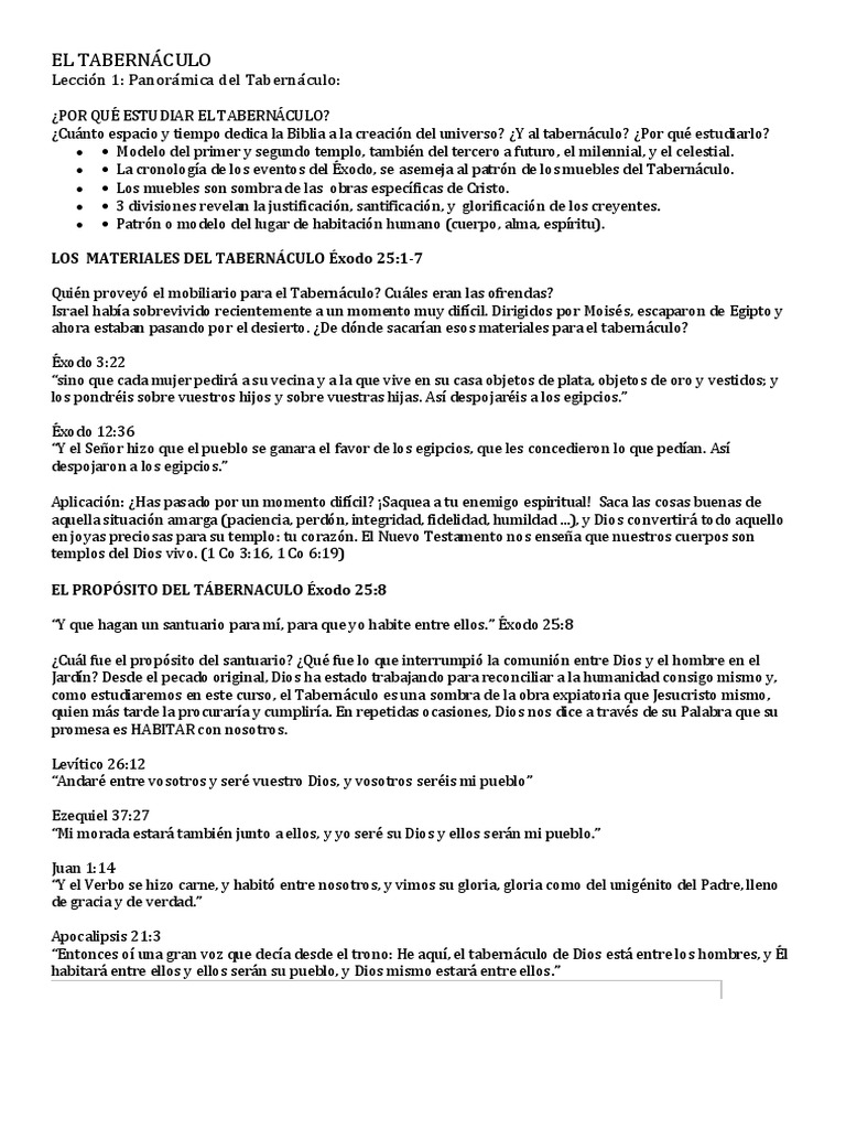 El Tabernáculo: Morada de Dios entre Hombres | PDF | Libro del éxodo ...
