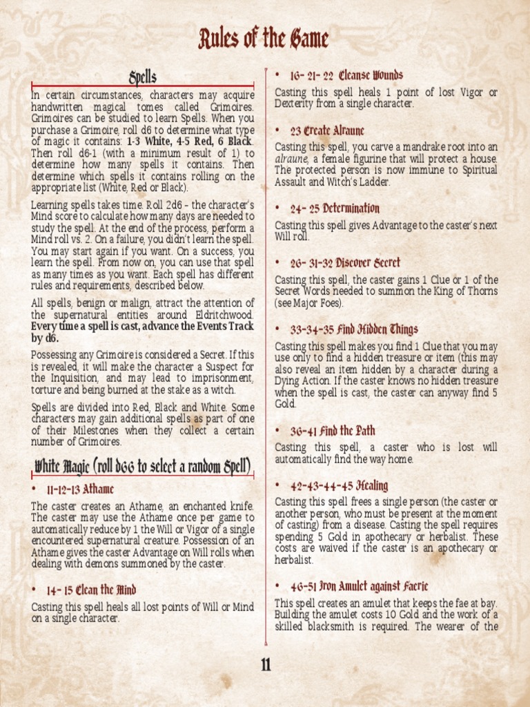 Eldritchwood Spell Rules | PDF