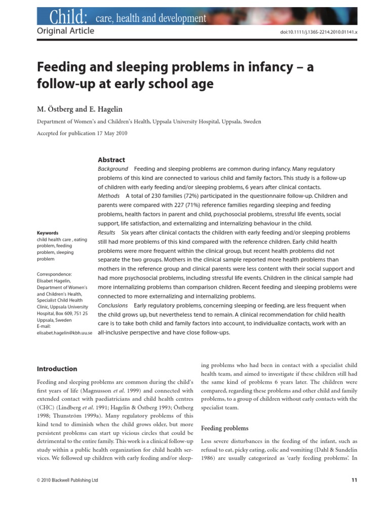 Feeding and Sleeping Problems in Infancy | PDF | Likert Scale | Infants