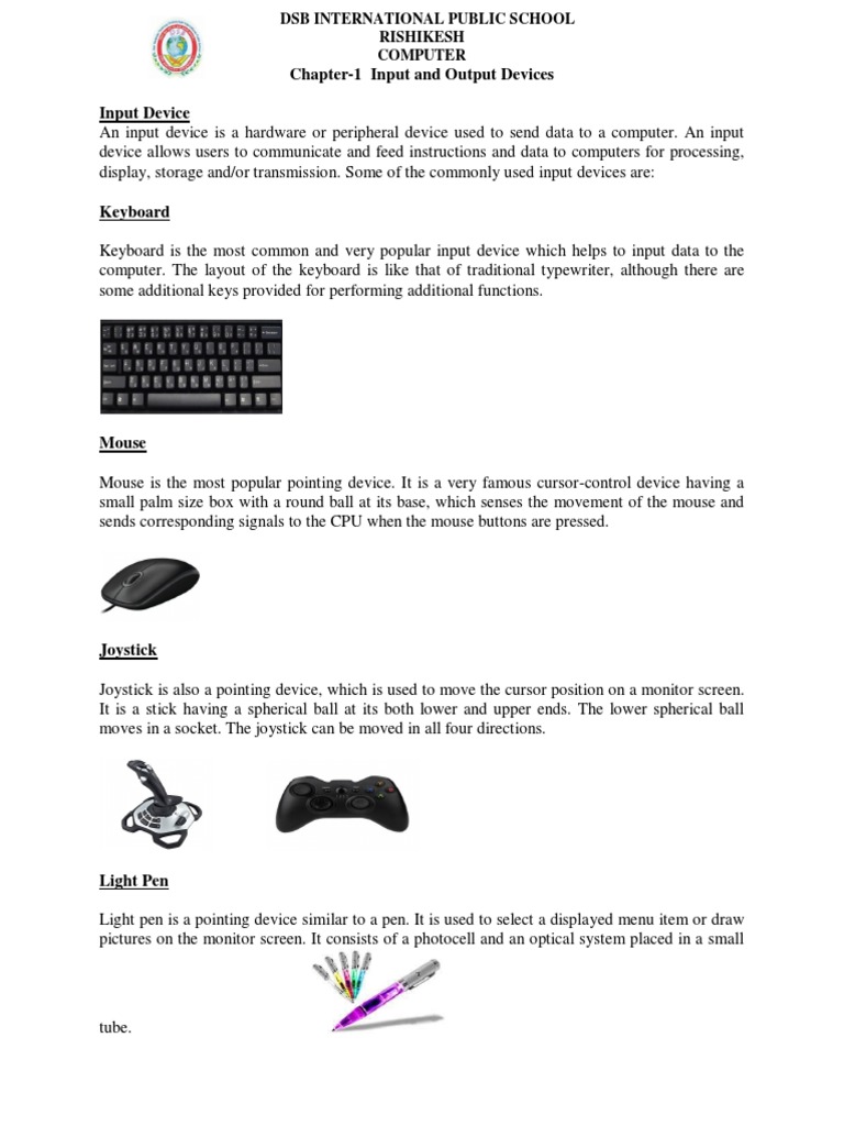Input & Output Worksheet | Download Free PDF | Printer (Computing) | Computer Monitor