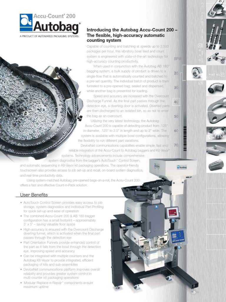 Autobag Accu Count 200 Technical Data Sheet 05 07 | PDF | Packaging And Labeling | Computing