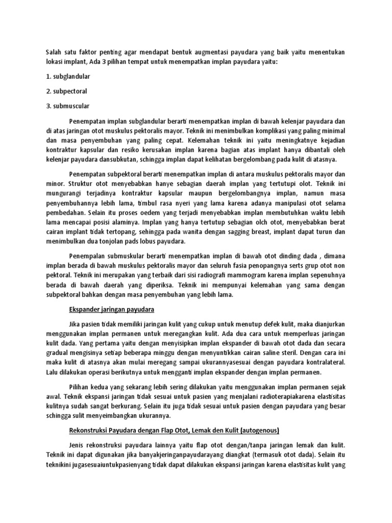 Panduan Augmentasi & Rekonstruksi Payudara | PDF