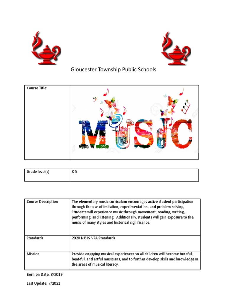 K-5 Elementary Music Curriculum Guide | PDF | Chord (Music) | Harmony