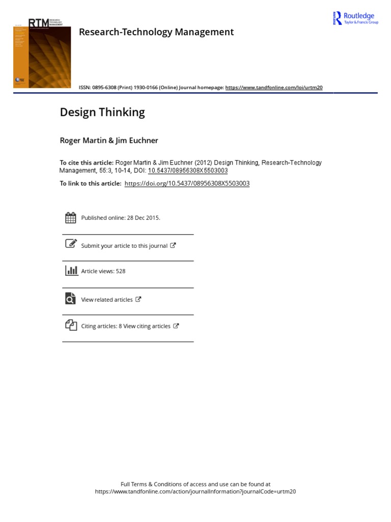 Design Thinking Interview With Roger Martin Jim Euchner (1) | PDF ...