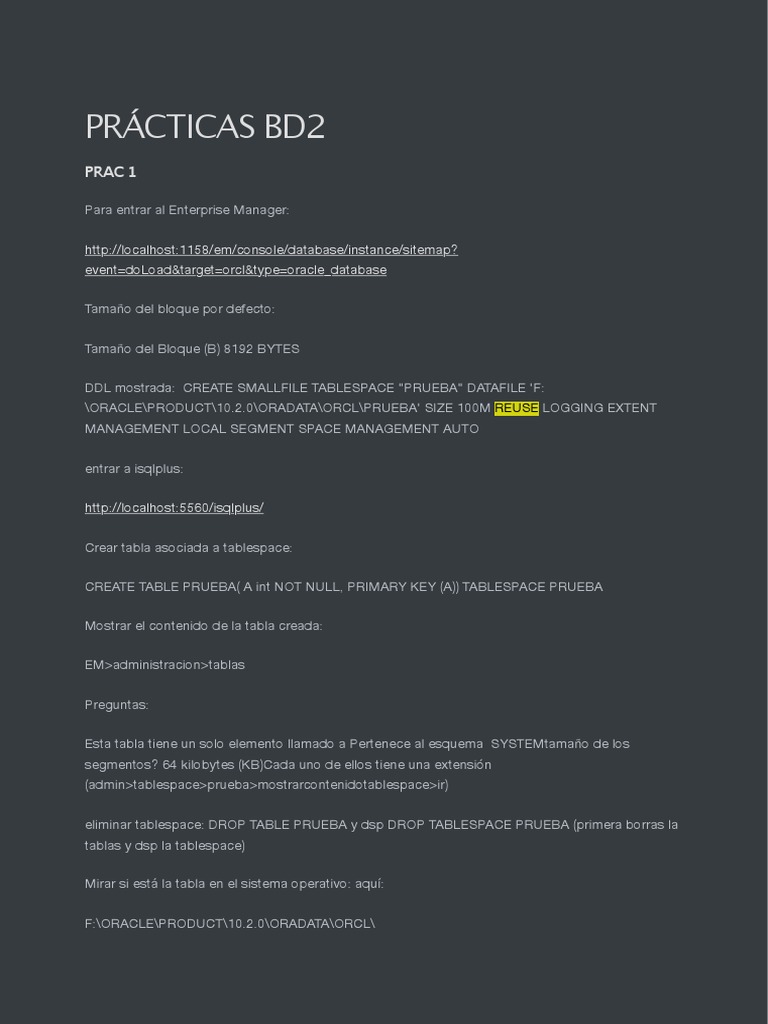 Prácticas Resueltas BD2 | PDF | SQL | Datos de computadora