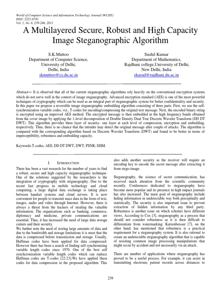 2011-A Multilayered Secure, Robust and High Capacity Image Steganographic Algorithm | PDF ...