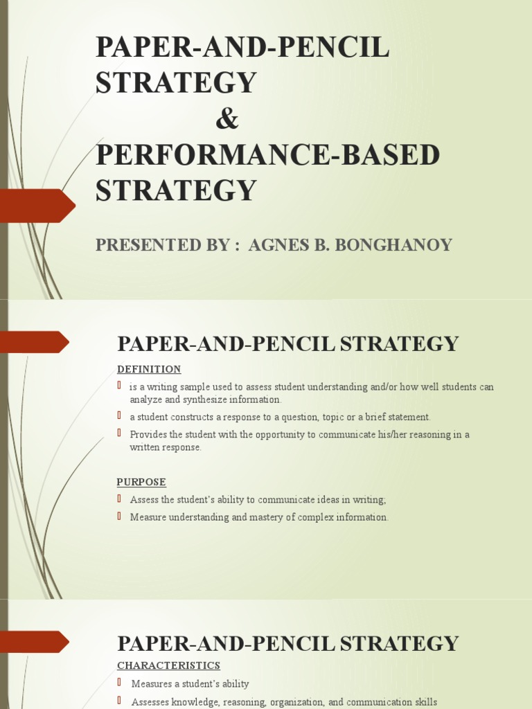 Paper and Pencil Strategy | PDF | Educational Assessment | Learning