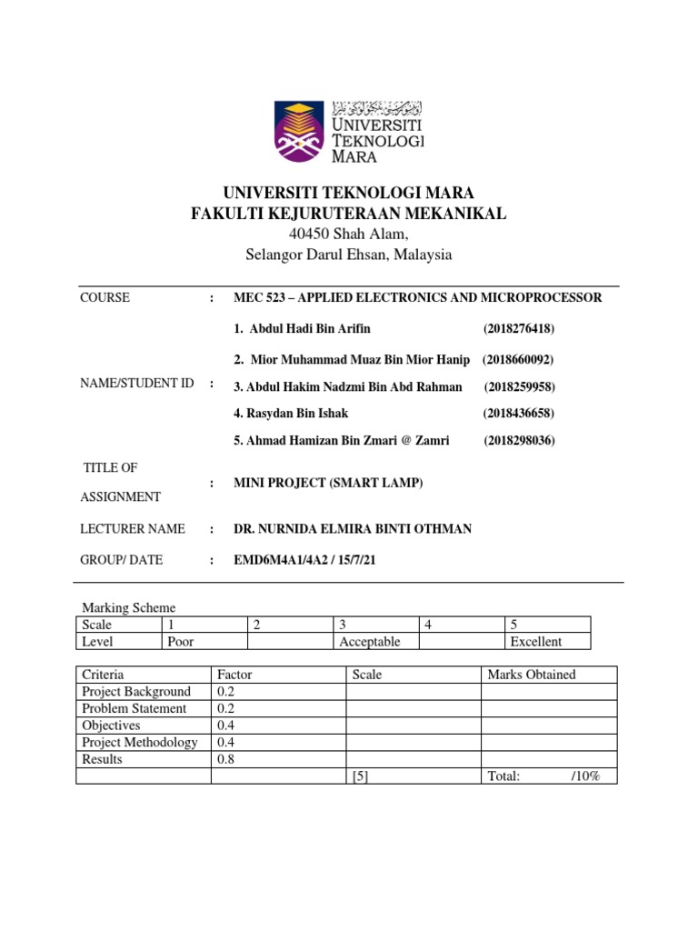 Smart Lamp Report | PDF | Lighting | Light Emitting Diode