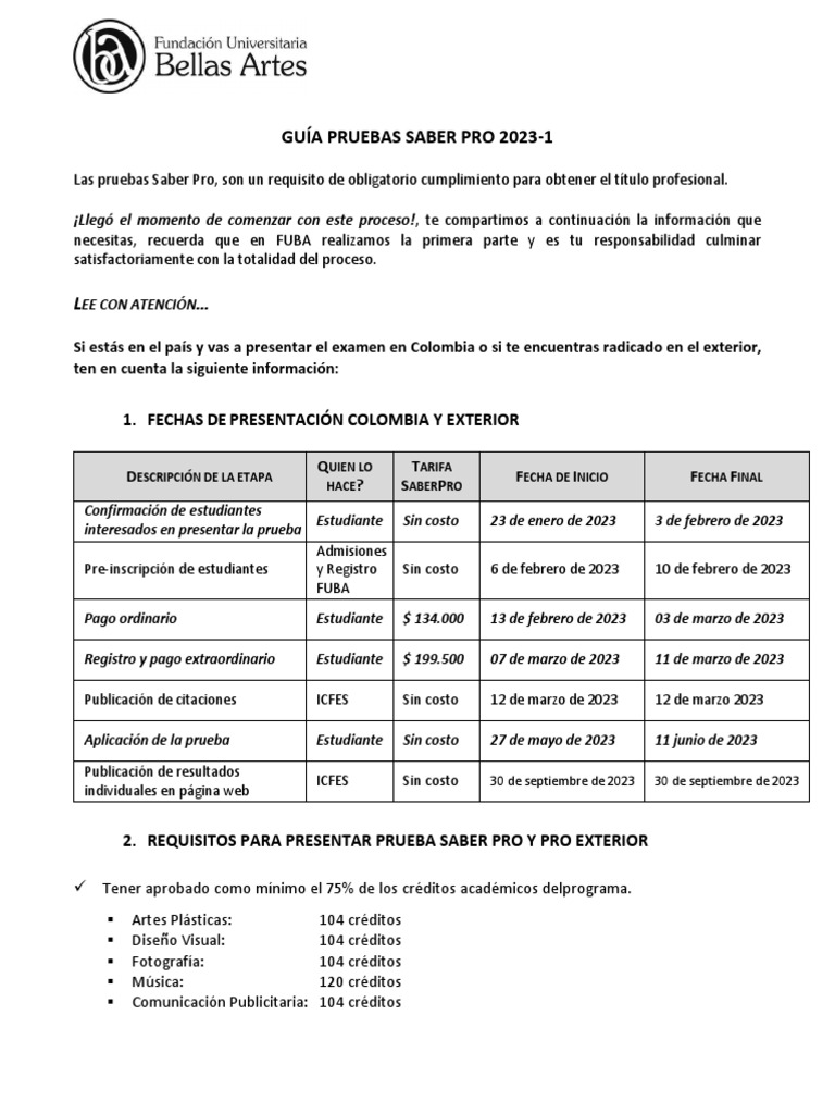 Guia Pruebas Saber Pro 2023 1 | PDF