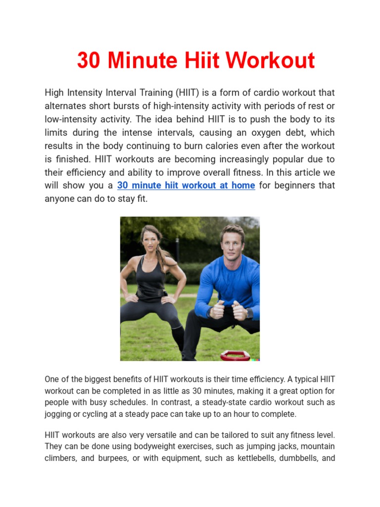 30 Minute Hiit Workout | PDF | High Intensity Interval Training ...