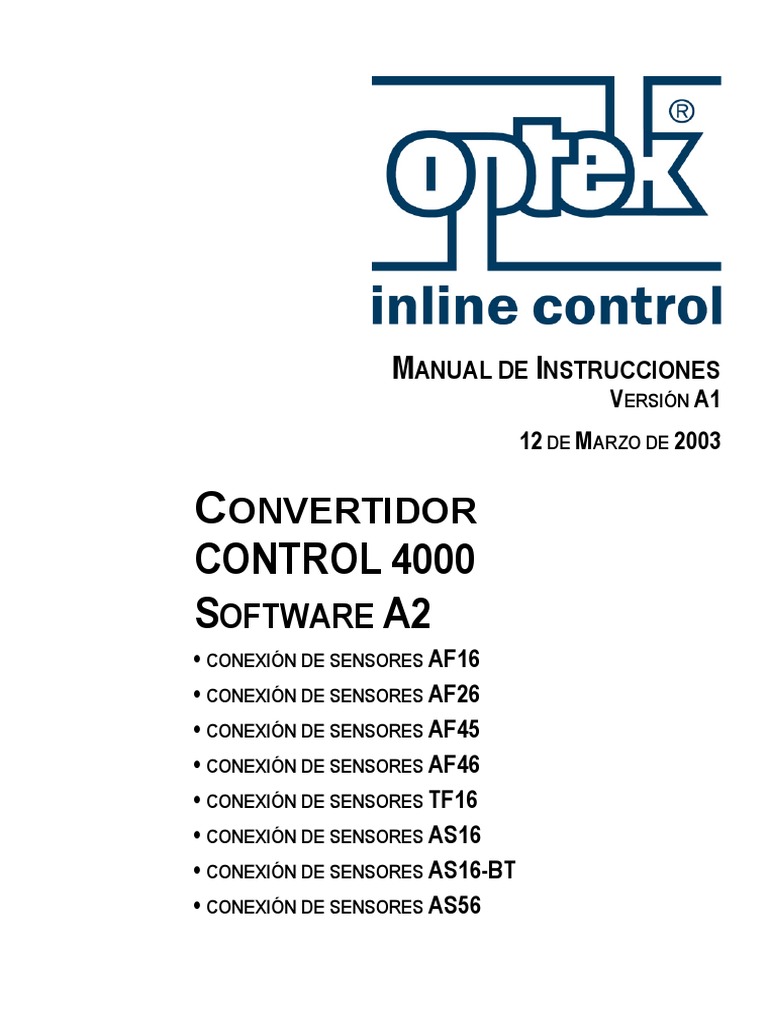 Optek Converter C4000 SW-A2 Ver A1 - SPANISH | PDF | Programa de ...