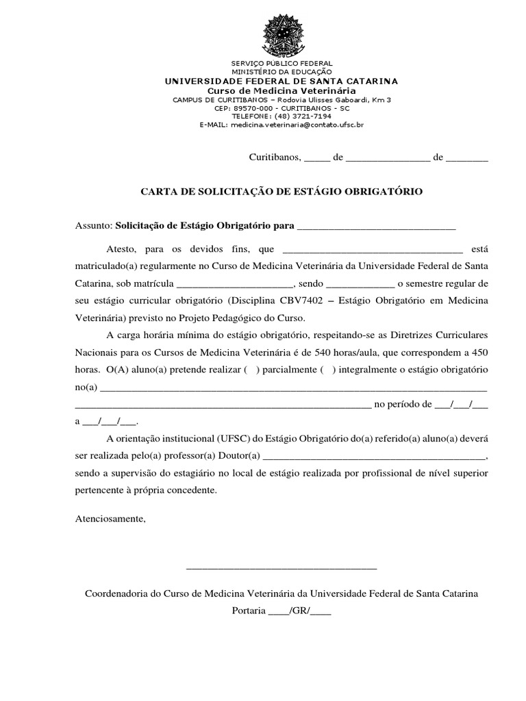 Modelo Solicitação de Estágio | PDF