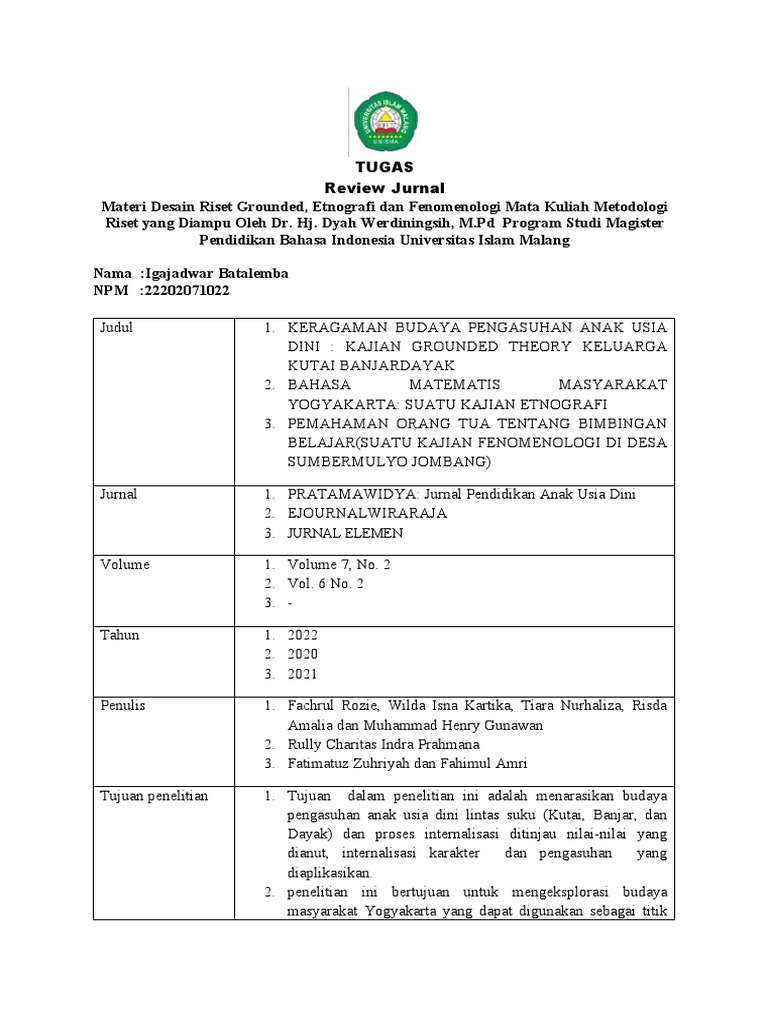 Review Jurnal Kelompok 2 Kualitatif Igajadwar Batalemba - 22202071022 | PDF
