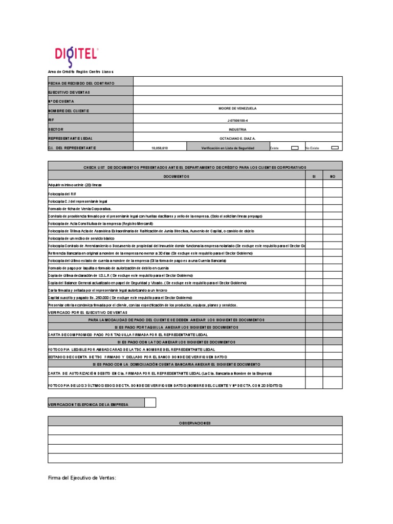 Check List de Documentos Cliente Corporativo | Descargar gratis PDF | Bancos | Business