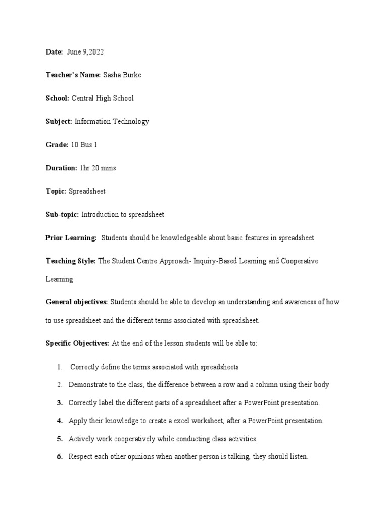 Introduction To Spreadsheet | PDF | Spreadsheet | Worksheet