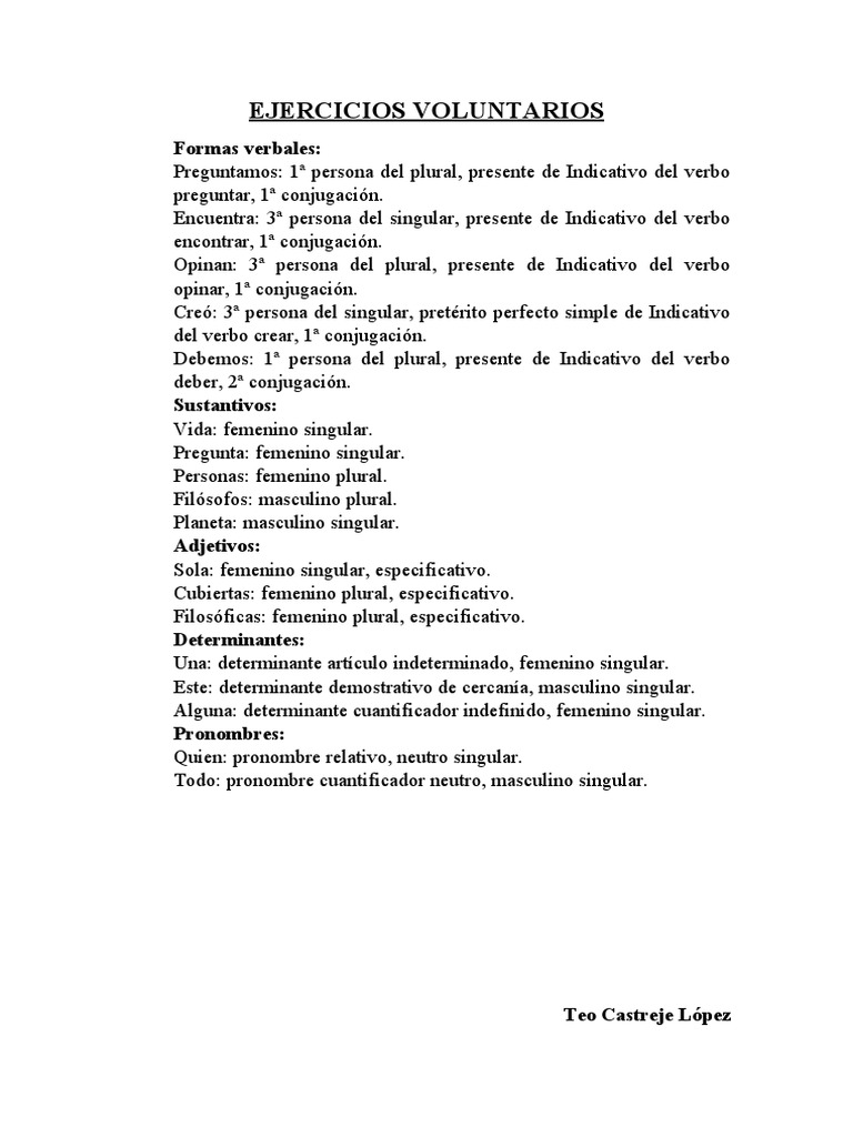 Ejercicios Voluntarios | PDF