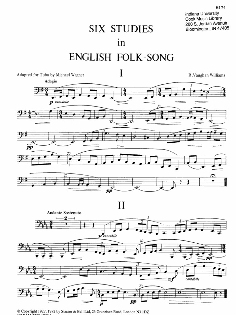 Six Studies in English Folk Song Tuba | PDF