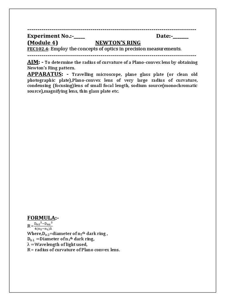 Newton's Ring | PDF | Optics | Electromagnetic Radiation