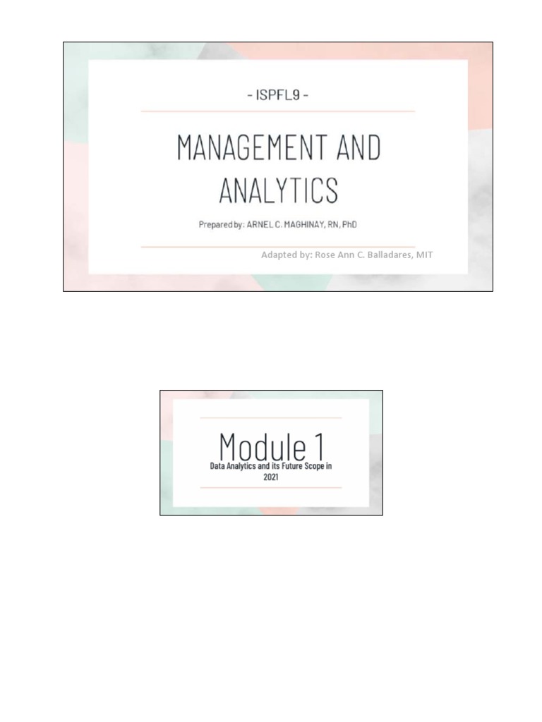 ISPFL9 Module1 | PDF | Analytics | Predictive Analytics