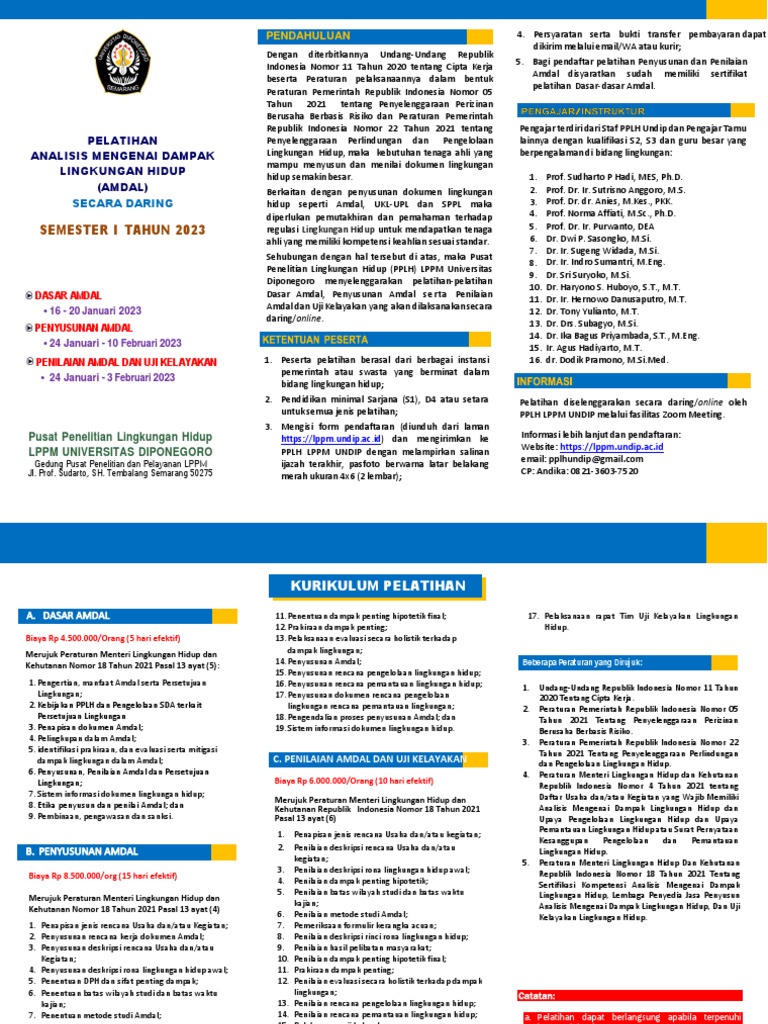 Leaflet Pelatihan Amdal Semester I Tahun 2023r | PDF