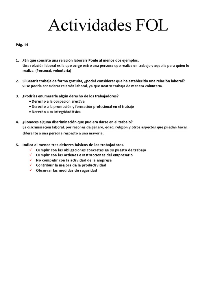 Actividades FOL | PDF