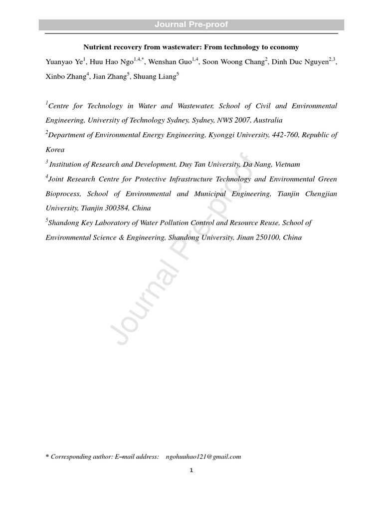 Nutrient Recovery From Wastewater - From Technology To Economy | PDF ...