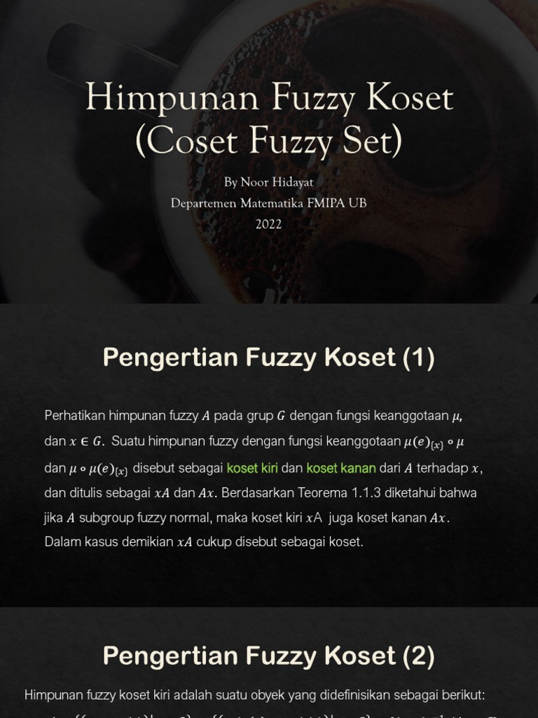 Karakteristik Himpunan Fuzzy Koset dan Operasi-Operasinya pada Grup Fuzzy | PDF