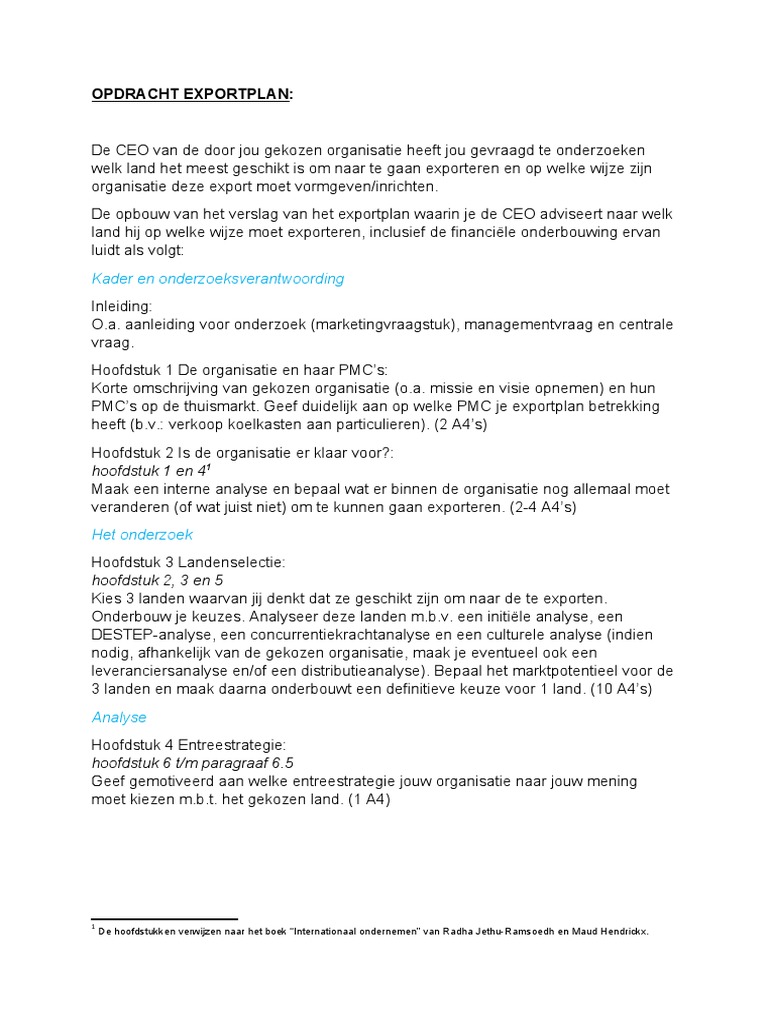 Opdracht Exportplan Versie22 23 | PDF