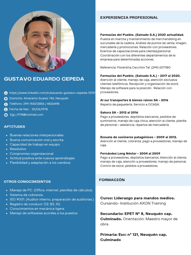 CV Gustavo Cepeda | PDF | Servicio al Cliente | Business
