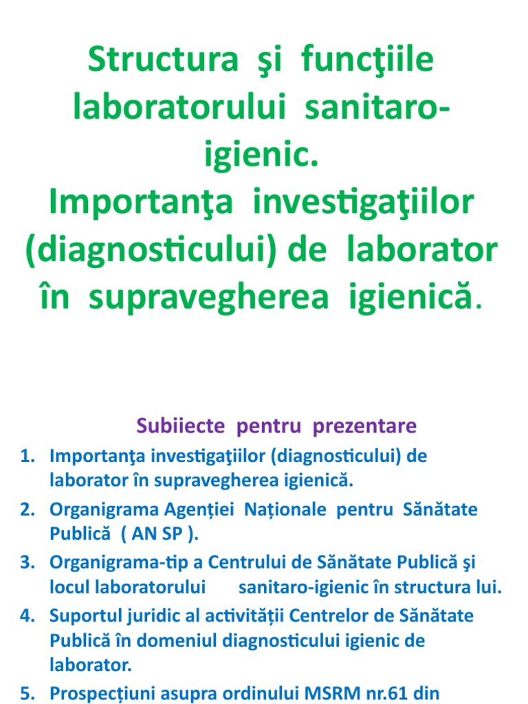 Structura - Și - Funcțiile - Lab. San. Ig. 2023 | PDF