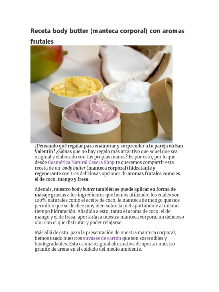 Mantequilla Corporal | PDF | Alimentos | Comida y bebida