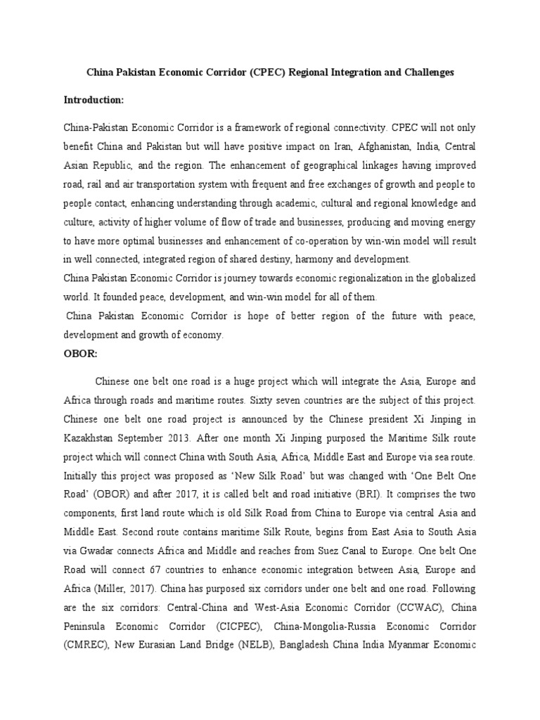 Cpec And Its Importance Pdf