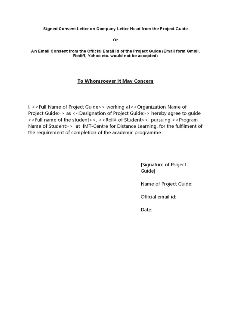 Project Consent Letter | PDF | Career & Growth