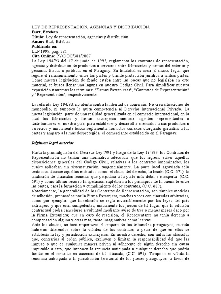 Ley 194/93: Contratos en Paraguay | PDF | Daños y perjuicios | Ley procesal