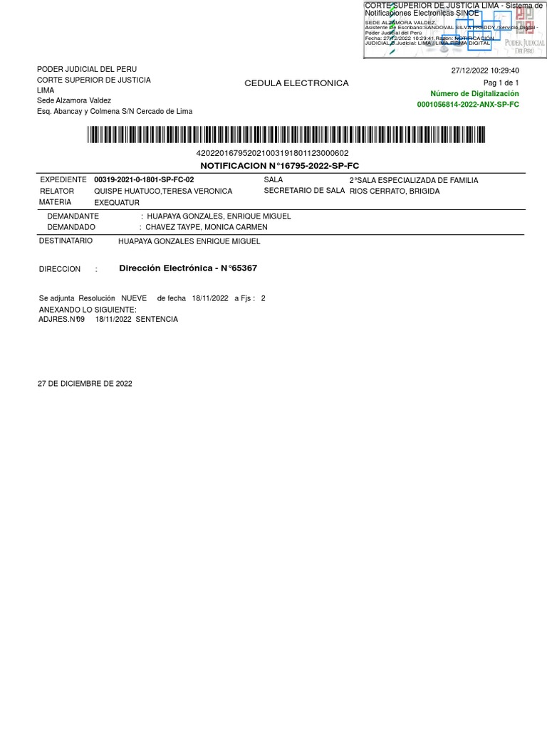 Exp. 00319-2021-0-1801-SP-FC-02 - Cédula - 16795-2022 | PDF Exp. 00319-2021-0-1801-SP-FC-02 - Cédula - 16795-2022 | PDF
