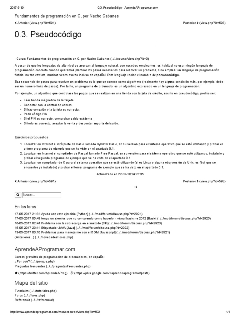 0.3. Pseudocódigo - AprendeAProgramar | PDF | Programación de ...