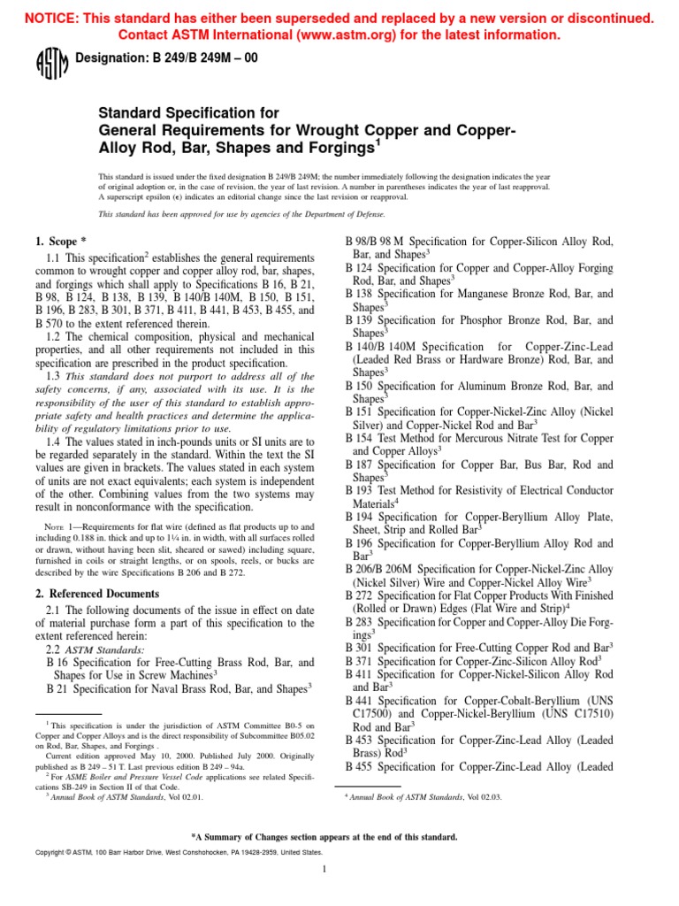 ASTM B 249 | PDF | Engineering Tolerance | Wire